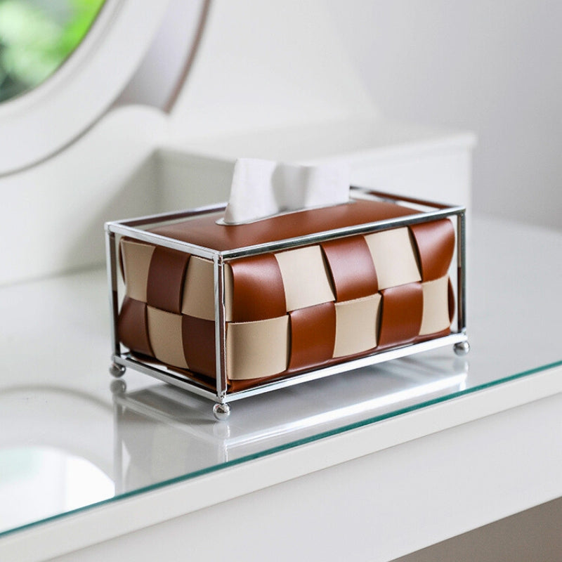 Interwoven Leather Tissue Box