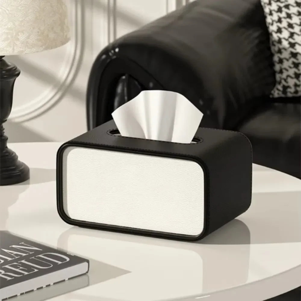 Rectangle Leather Tissue Box Square Mid Century Tissue Box Cover Holder ...