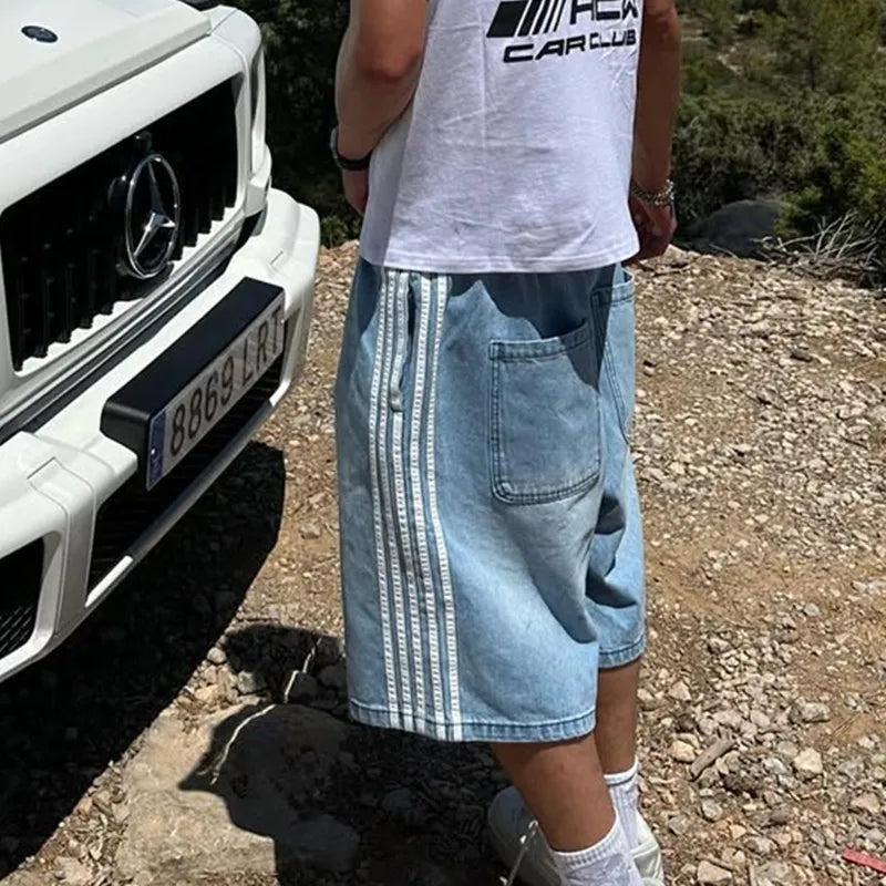 Men's Streetwear Denim Shorts Bermuda Active Athletic Gym Jeans Y2K