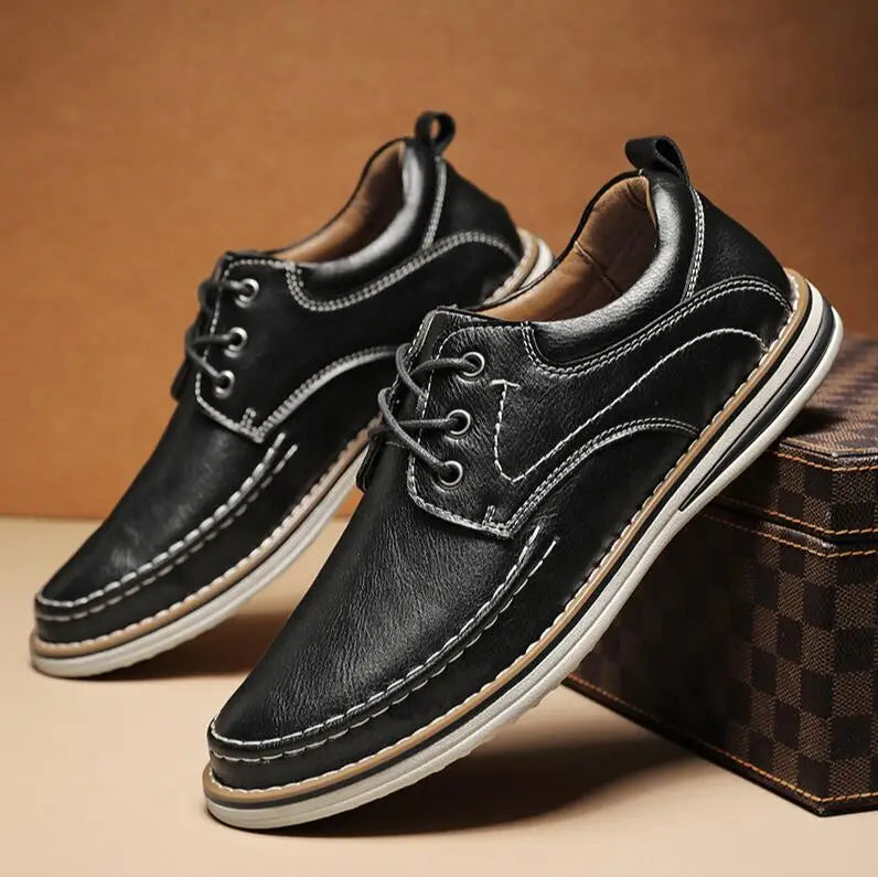 Men's Genuine Leather Dress Shoes Barron Oxfords Brogue Lace Up Design